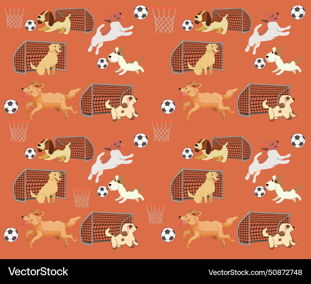 Seamless pattern of dogs play soccer Royalty Free Vector