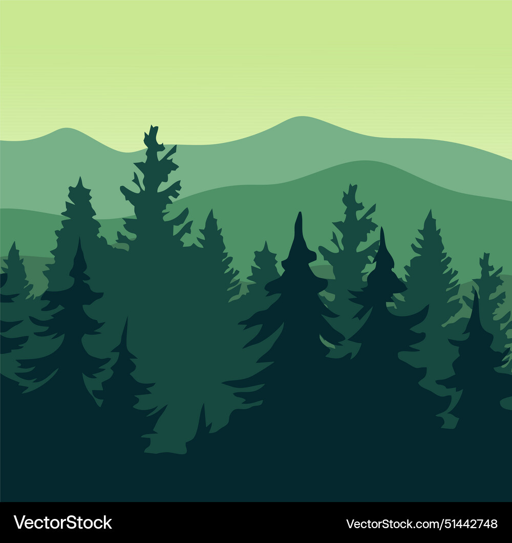 Silhouette of beautiful forest scenery Royalty Free Vector
