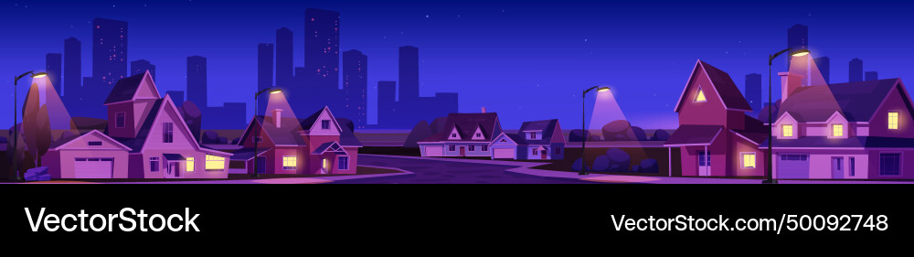 Suburban landscape at night Royalty Free Vector Image