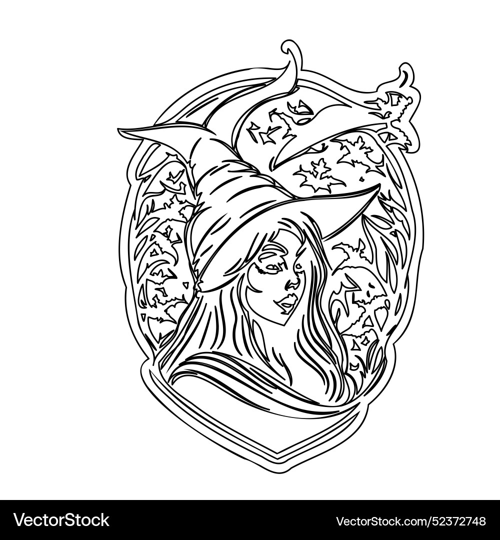 Witch halloween outline sketch Royalty Free Vector Image