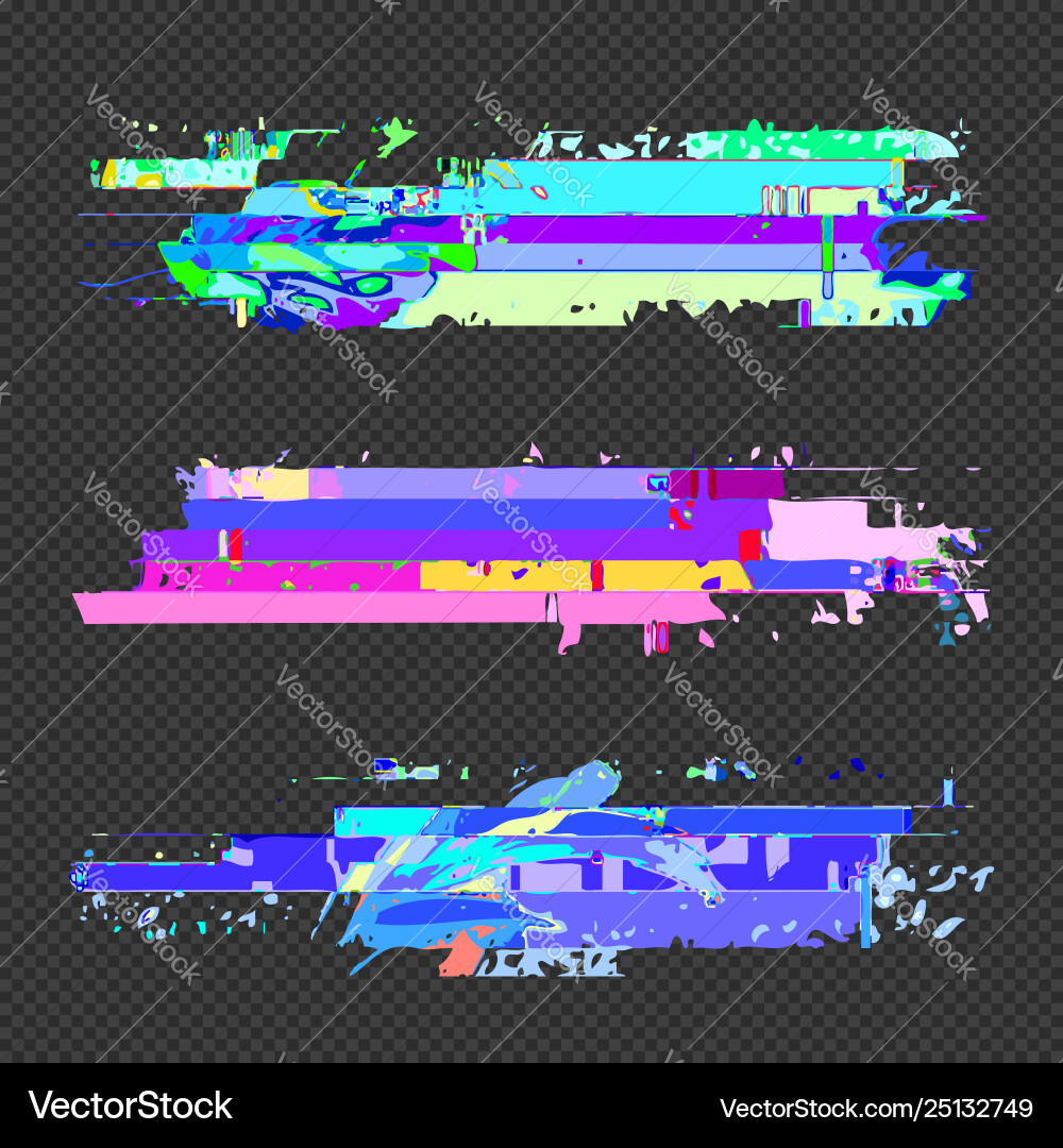 Abstract glitch design elements set Royalty Free Vector