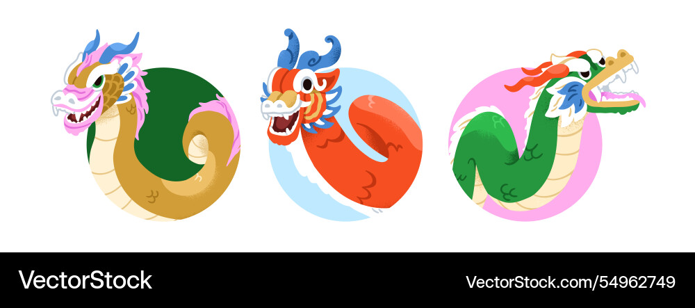Chinese dragon avatars set traditional asian Vector Image