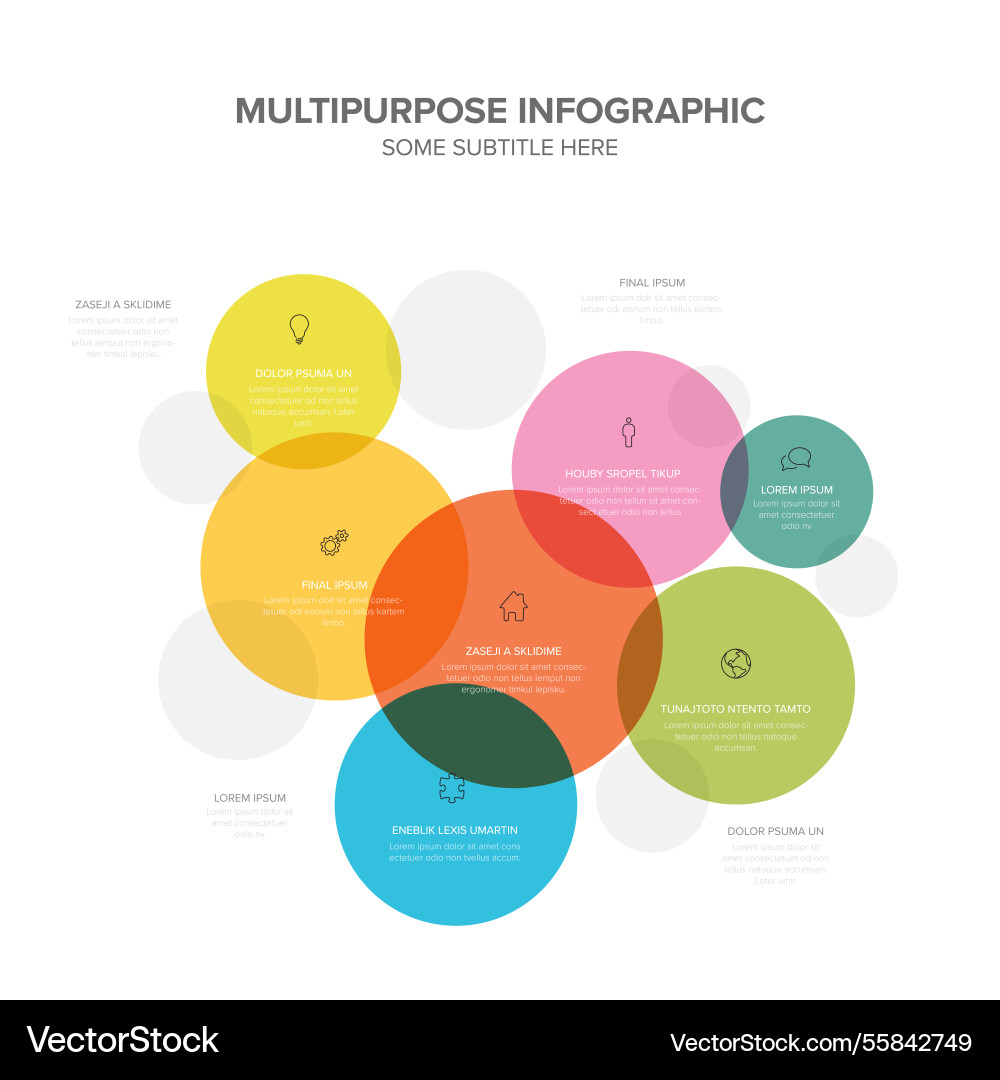 Colorful overlapping circle infographic schema Vector Image