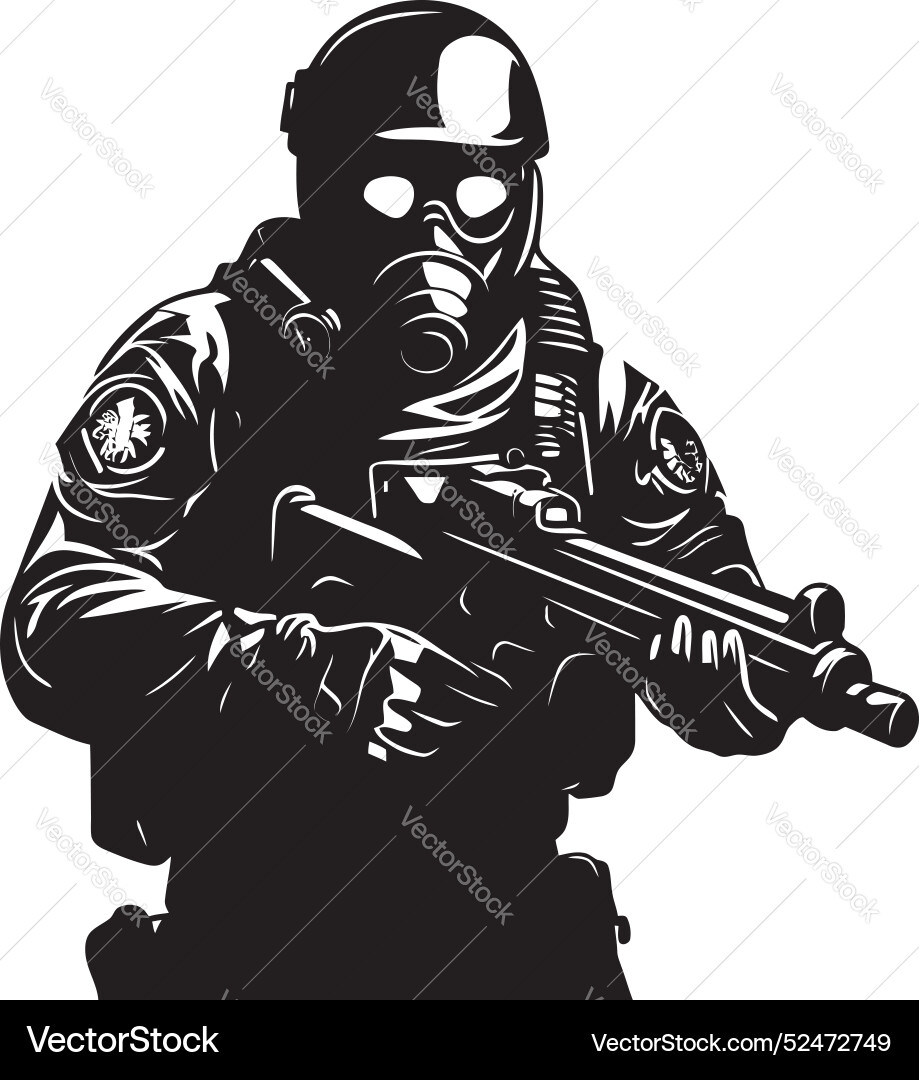 Commando guardian black iconic soldier logo Vector Image