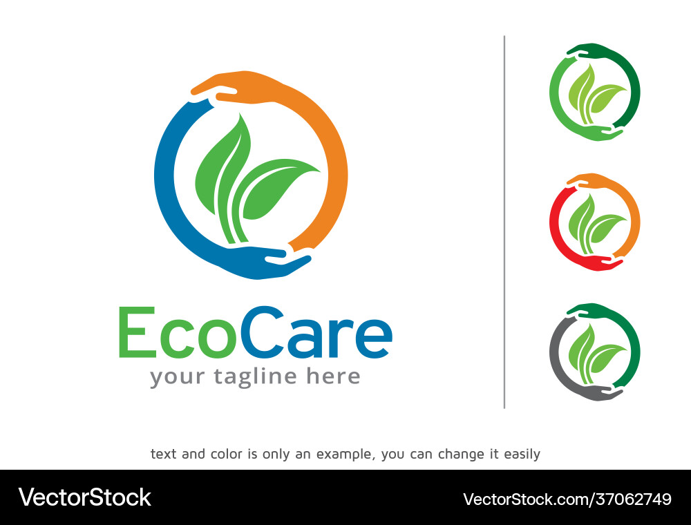 Eco care logo template design Royalty Free Vector Image