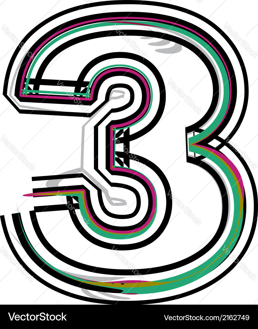 Font number 3 Royalty Free Vector Image - VectorStock