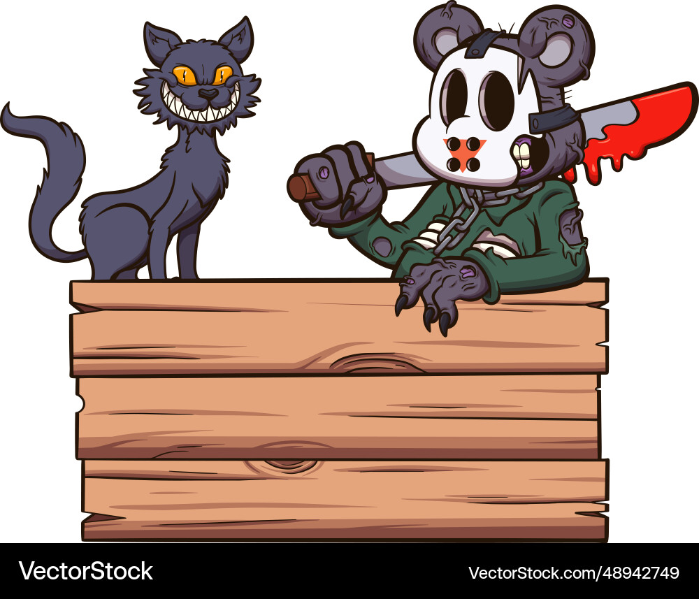 Friday the 13th characters with sign Royalty Free Vector