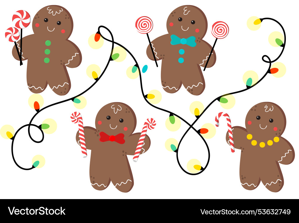 Gingerbread man collection Royalty Free Vector Image