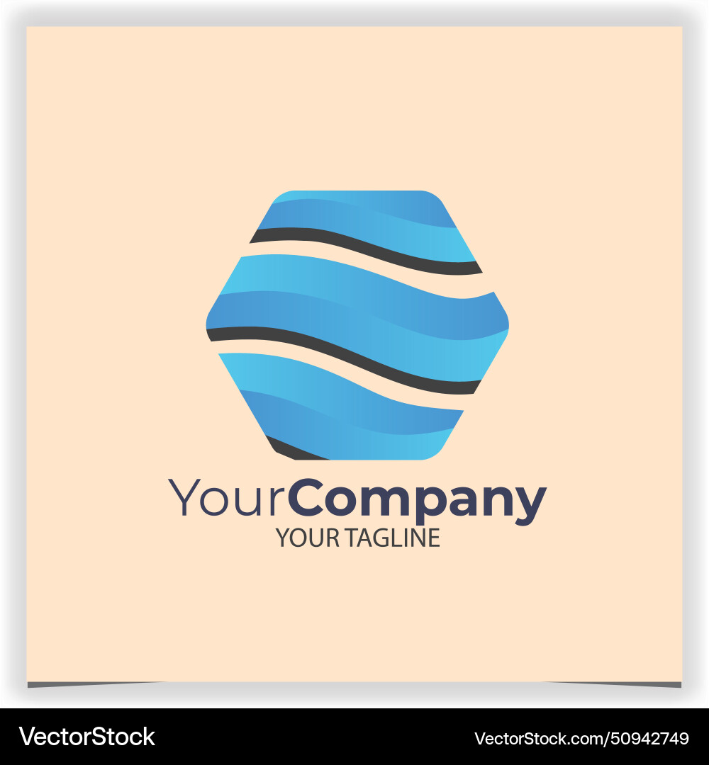 Hexagonal logo made with water waves design Vector Image