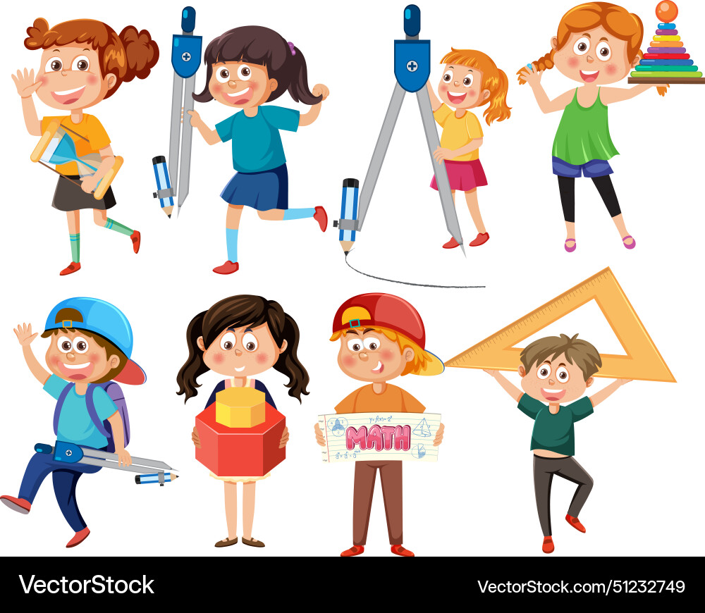 Kids with tools and creative projects Royalty Free Vector