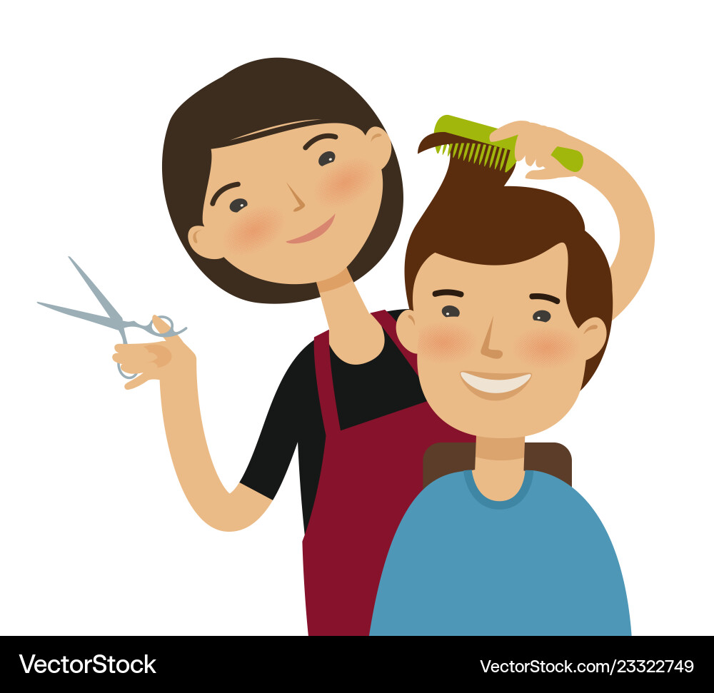 Man Getting Haircut - Cartoon Style Royalty Free Vector