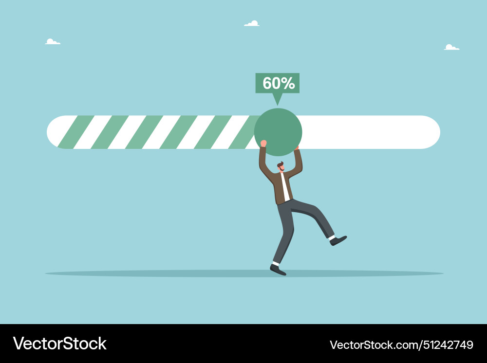 Man runs along success loading line Royalty Free Vector