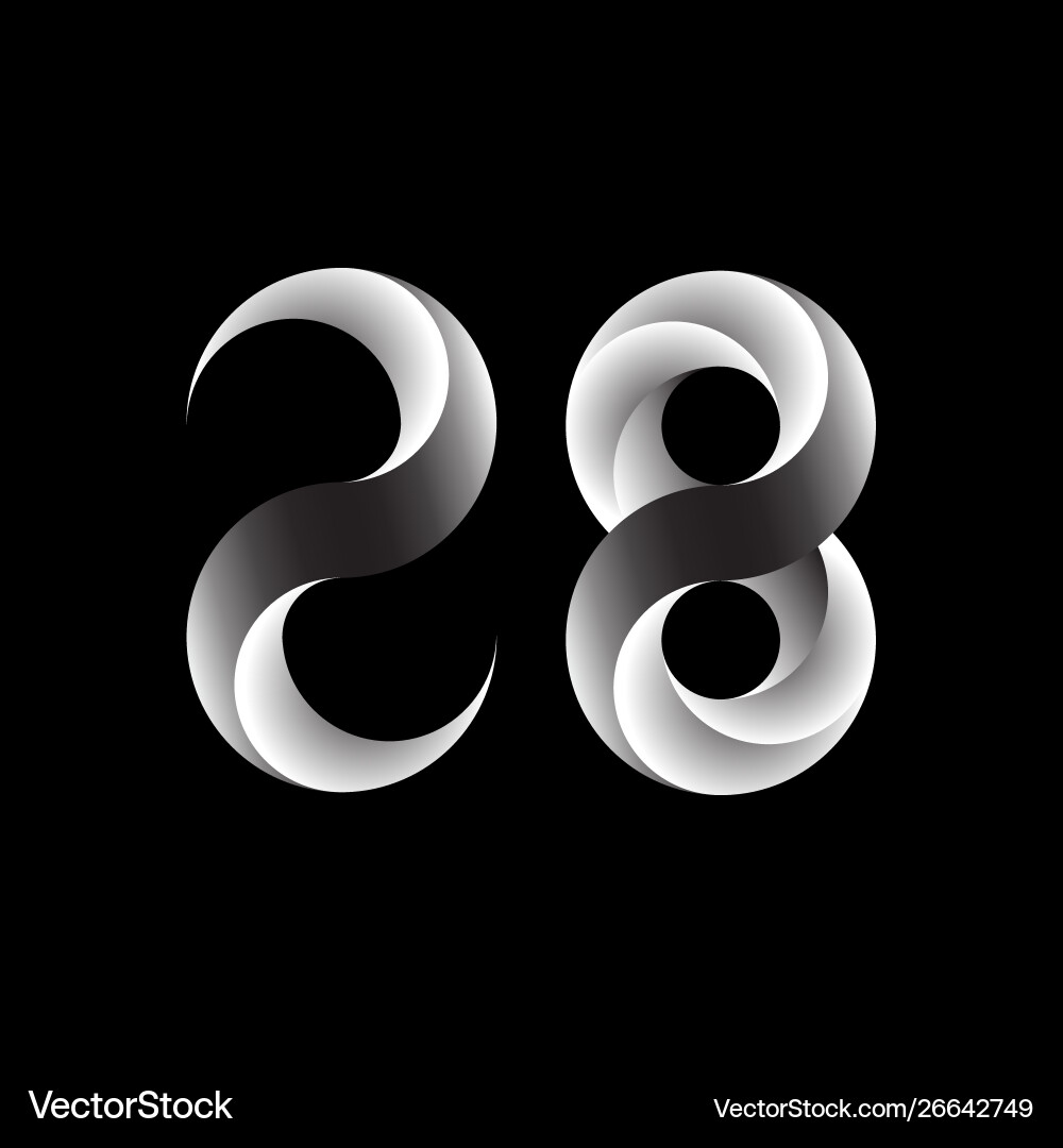 Number 28 logo on black background Royalty Free Vector Image