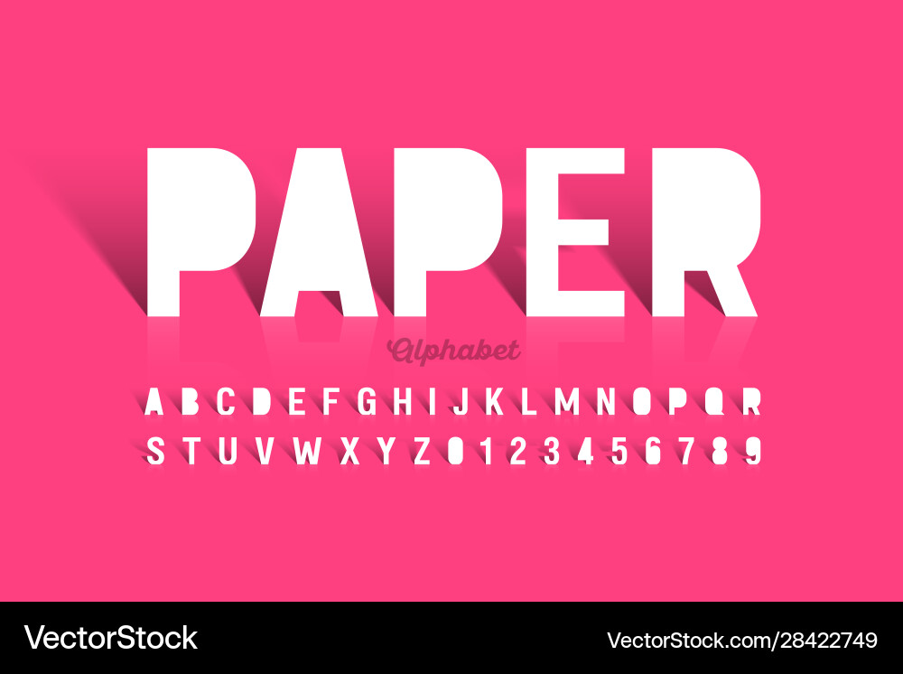 Paper cut font alphabet letters and numbers Vector Image