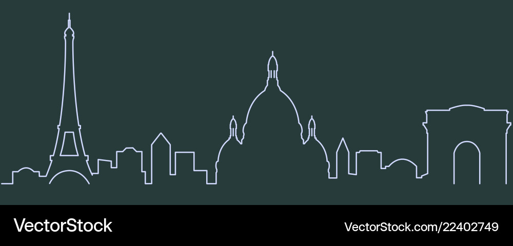 Paris single line skyline Royalty Free Vector Image