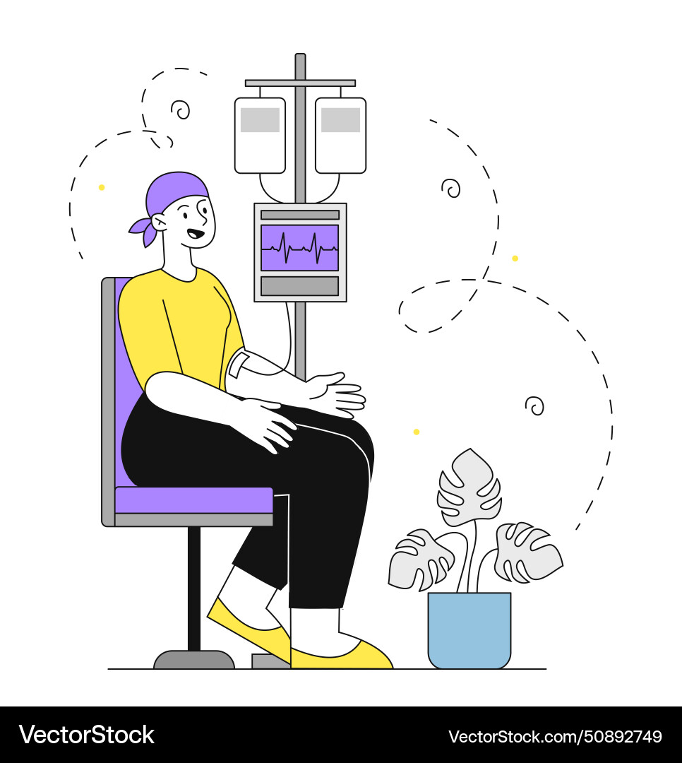 Person with oncology linear Royalty Free Vector Image