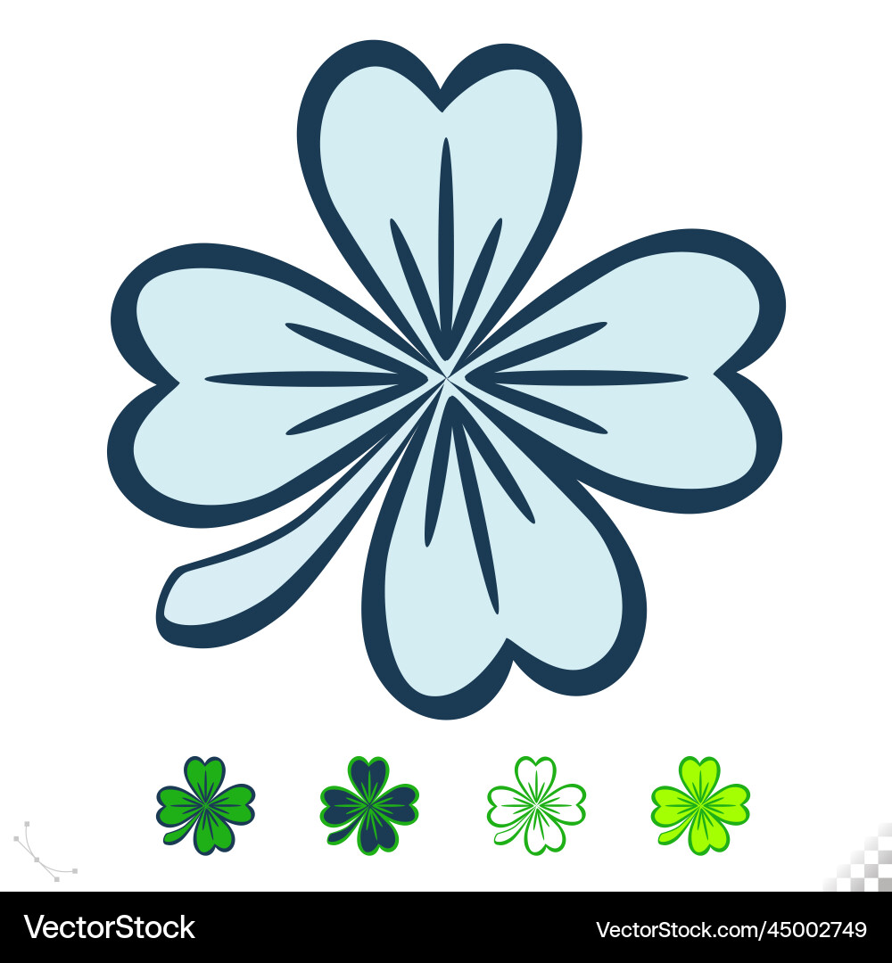 Rare variation four leaf clover luck charm Vector Image