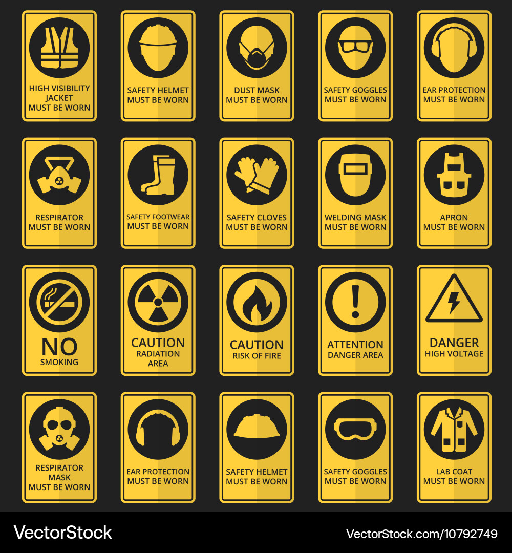 Safety Equipment & Warning Signs Royalty Free Vector