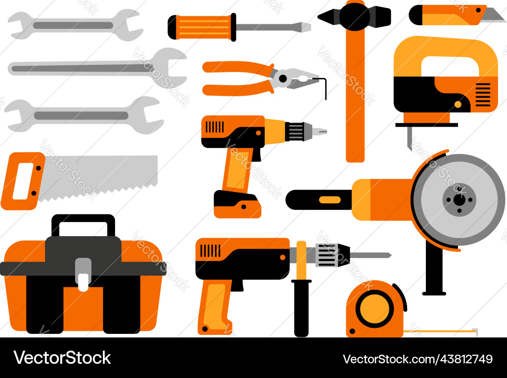 Set of mechanical and electrical tools Royalty Free Vector
