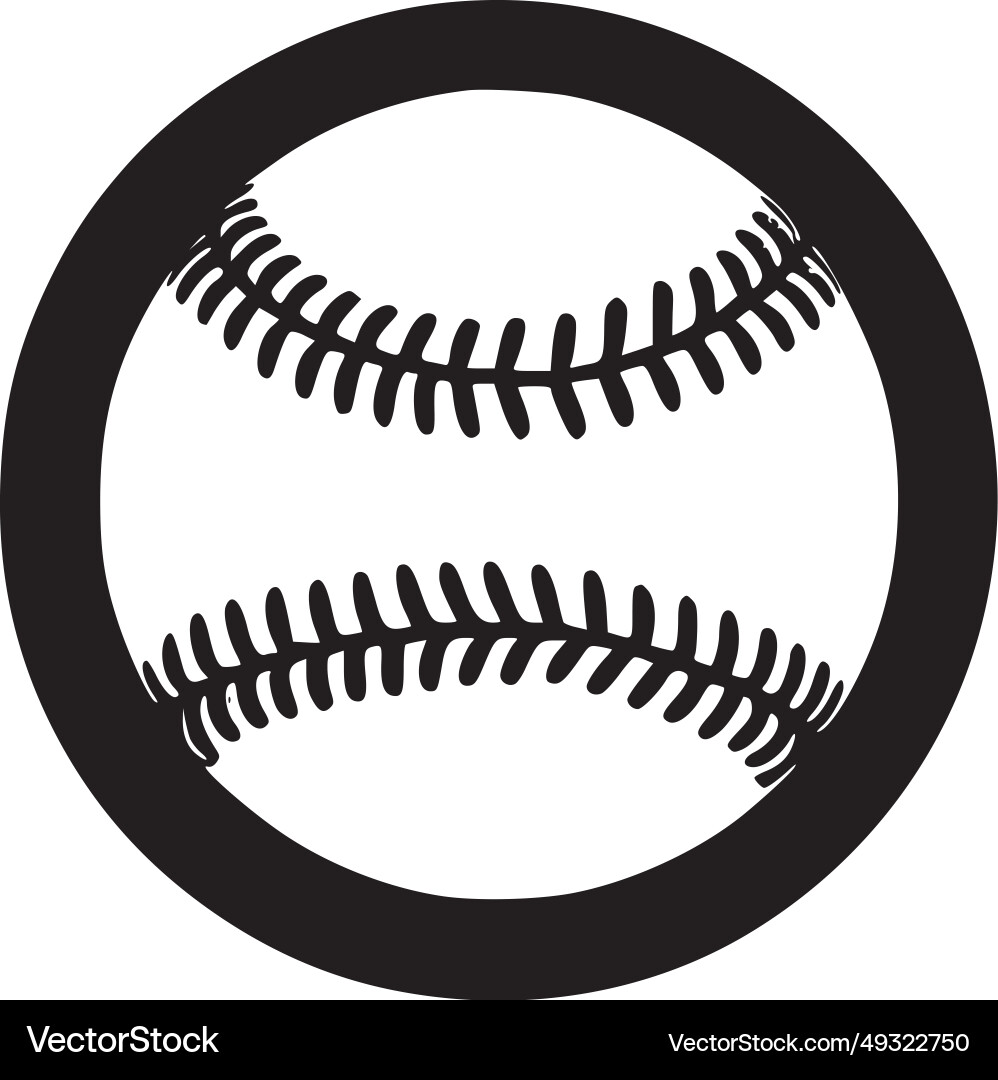 Baseball - black and white Royalty Free Vector Image