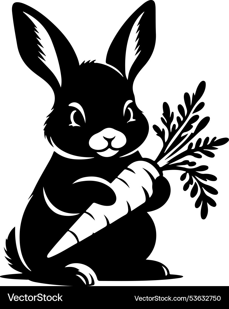 Bunny rabbit and carrot Royalty Free Vector Image