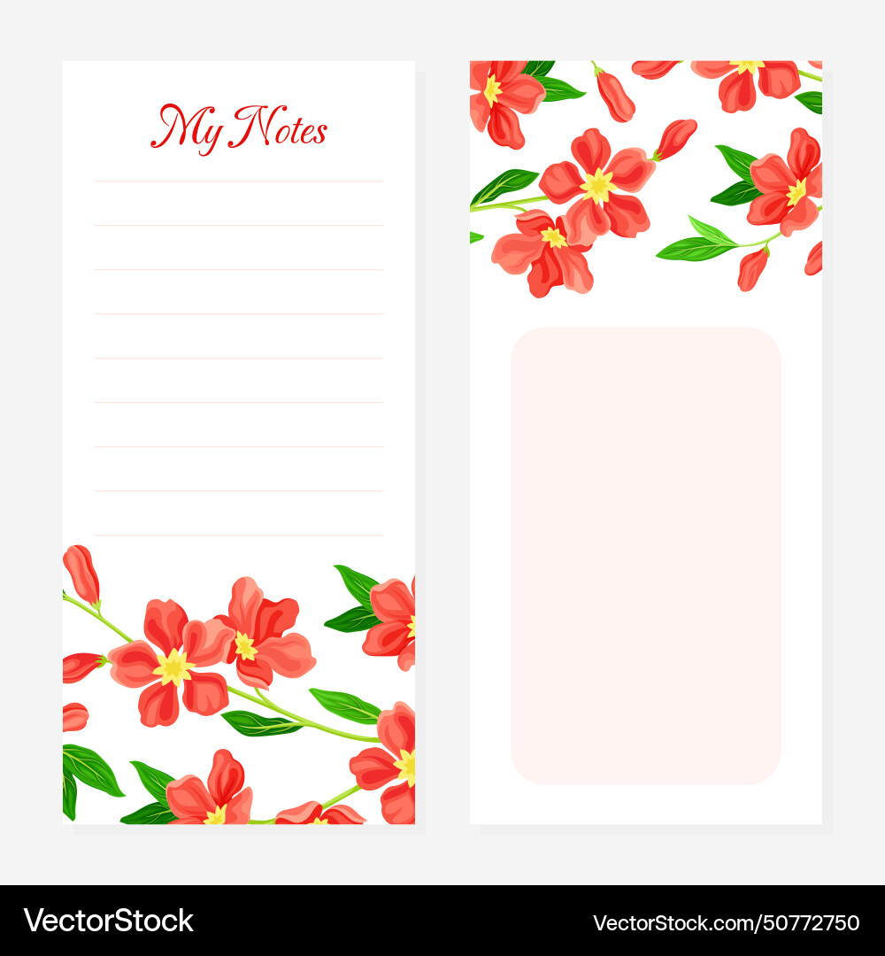 Flower branch empty note card design with tender Vector Image