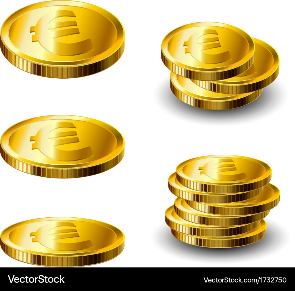 Gold coin set Royalty Free Vector Image - VectorStock