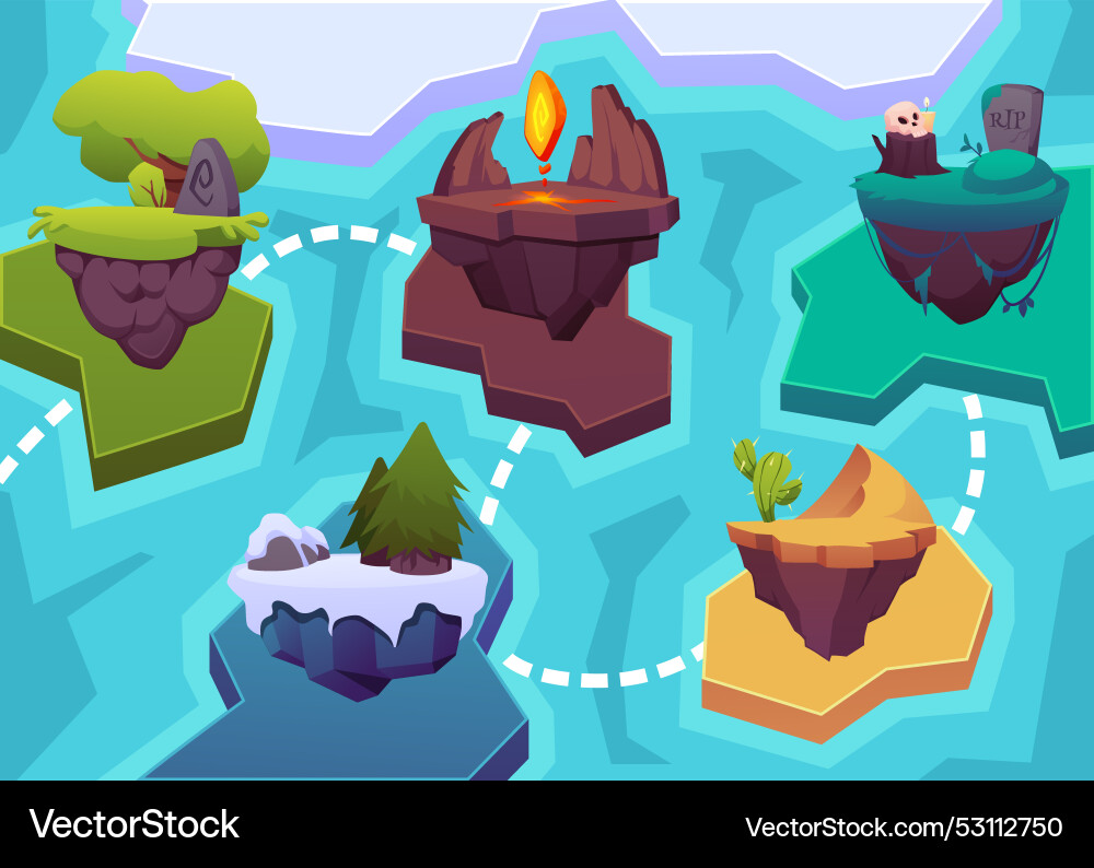 Graphic map with islands different Royalty Free Vector Image