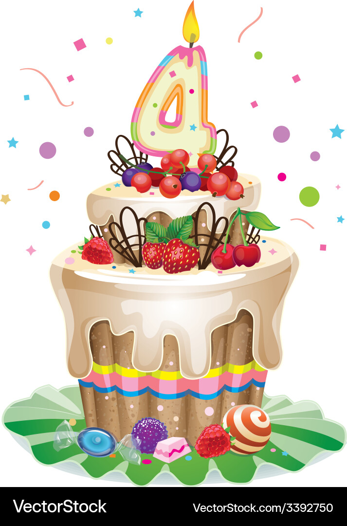 Happy birthday cake 4 Royalty Free Vector Image