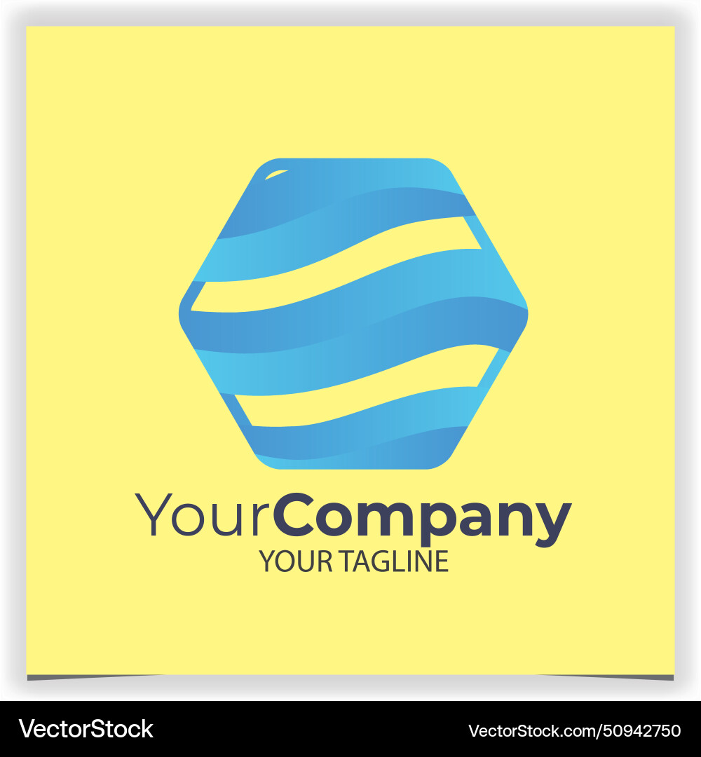 Hexagonal logo made with water waves design Vector Image