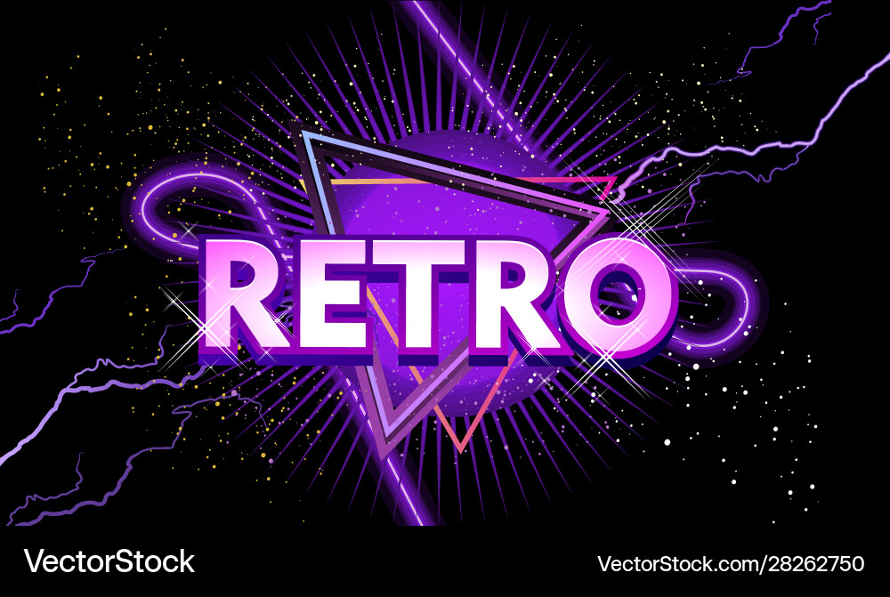 Retro Neon Galaxy Banner Royalty Free Vector Image