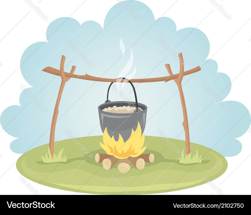 Rustic Campfire Cooking Royalty Free Vector Image