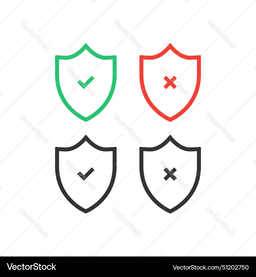 Shield check mark icon set Royalty Free Vector Image