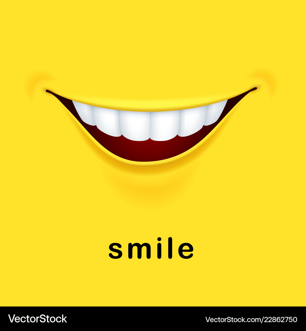 Smile yellow background with realistic smiled Vector Image