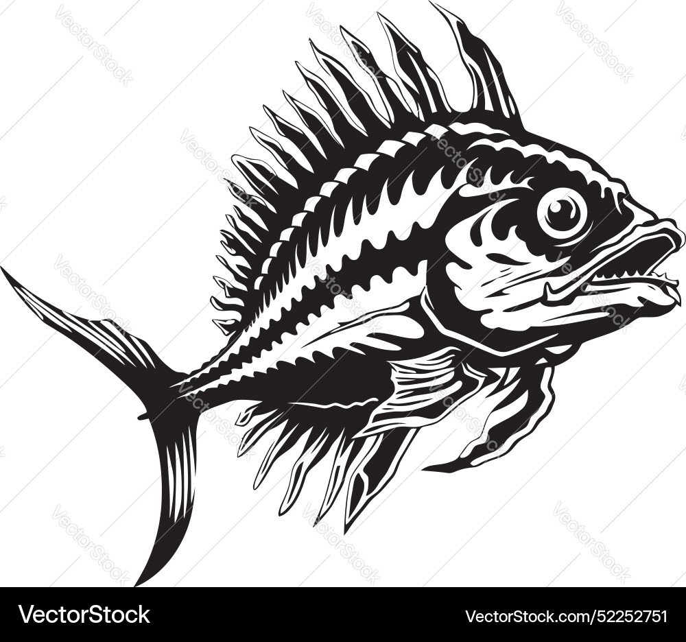 Abyssal aura predator fish skeleton logo Vector Image