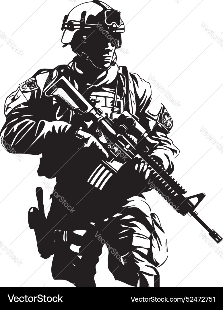 Combat defender black icon design for soldier Vector Image