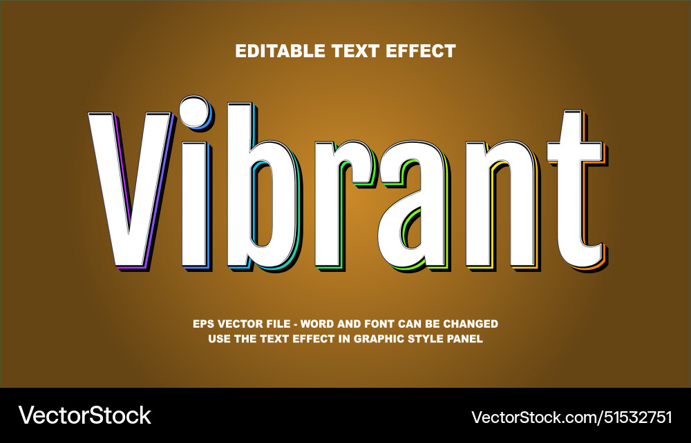 Editable text effect vibrant 3d template Vector Image