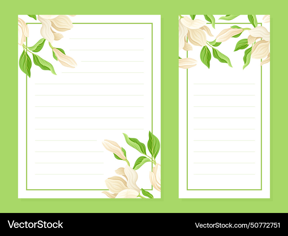 Flower branch empty note card design with tender Vector Image