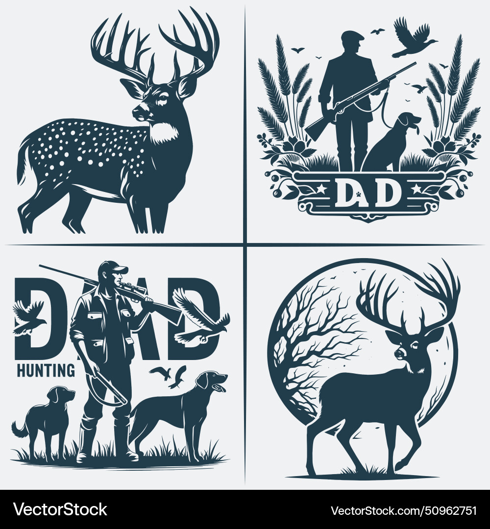 Hunting silhouette svg bundle file Royalty Free Vector Image