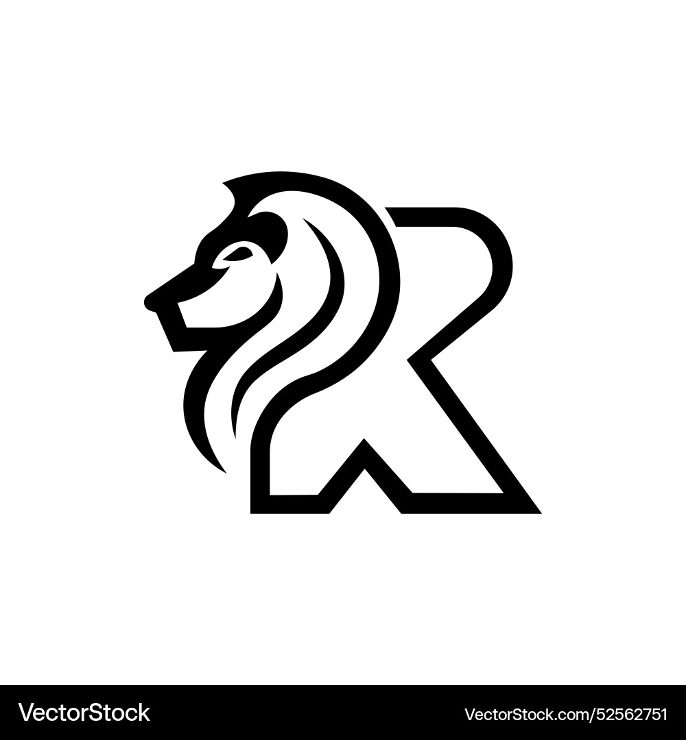 Letter r with lion shape modern royal logo Vector Image