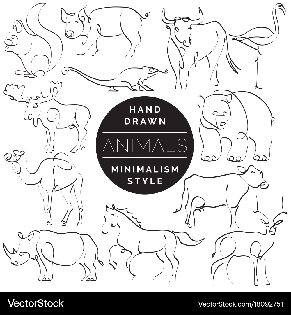 Minimalist Animal Line Art Royalty Free Vector Image