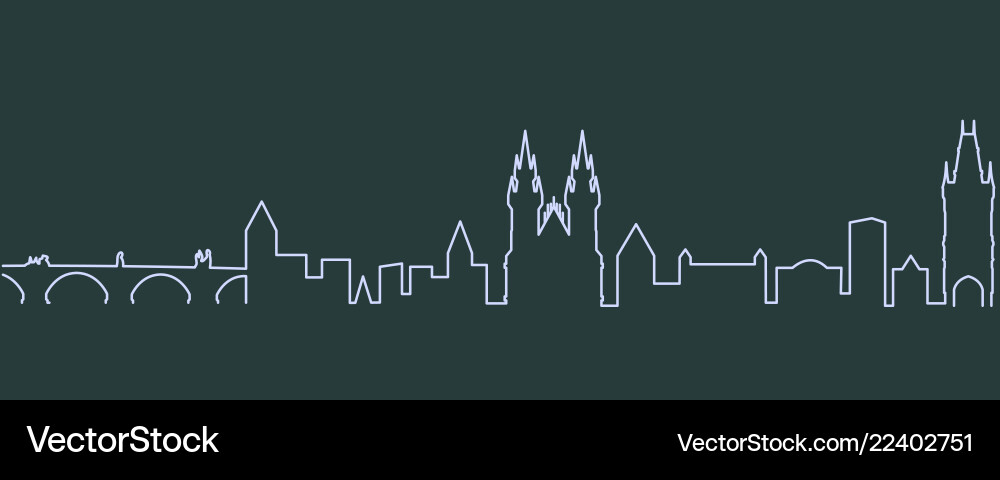 Prague single line skyline Royalty Free Vector Image