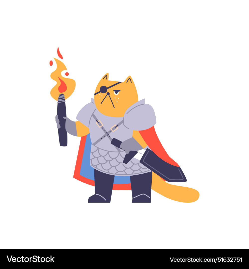 Warrior cat with a eyepatch Royalty Free Vector Image