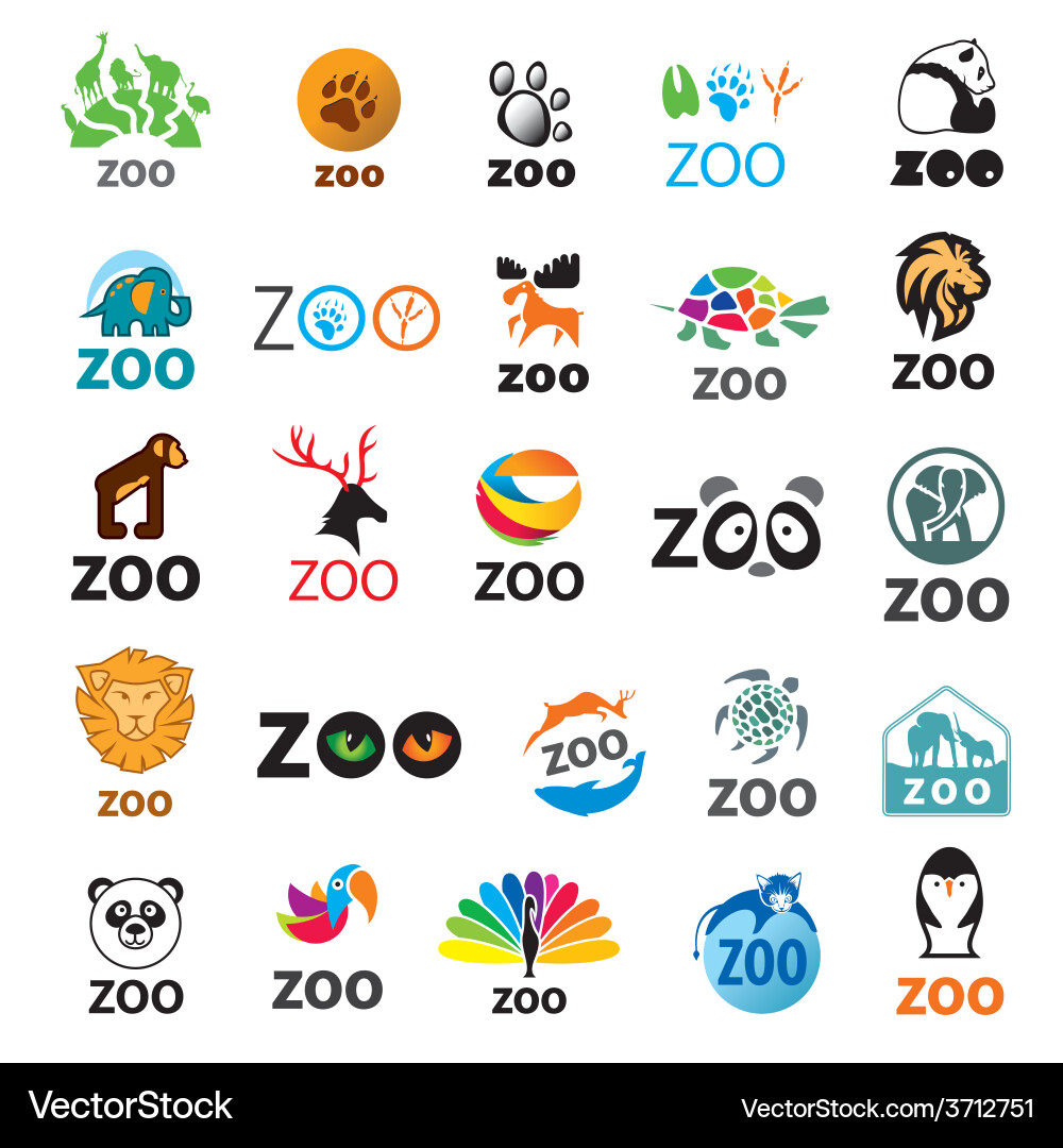 Zoo Animal Logo Set Royalty Free Vector Image - VectorStock