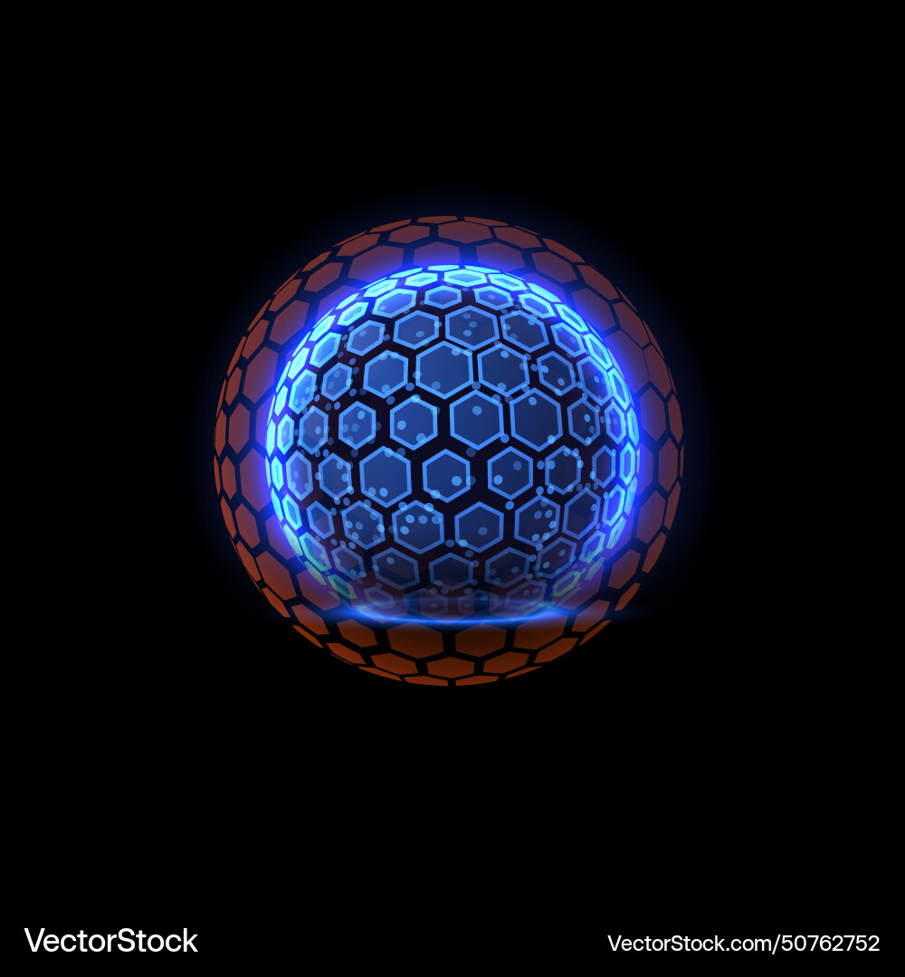 Blue glowing sphere shield Royalty Free Vector Image