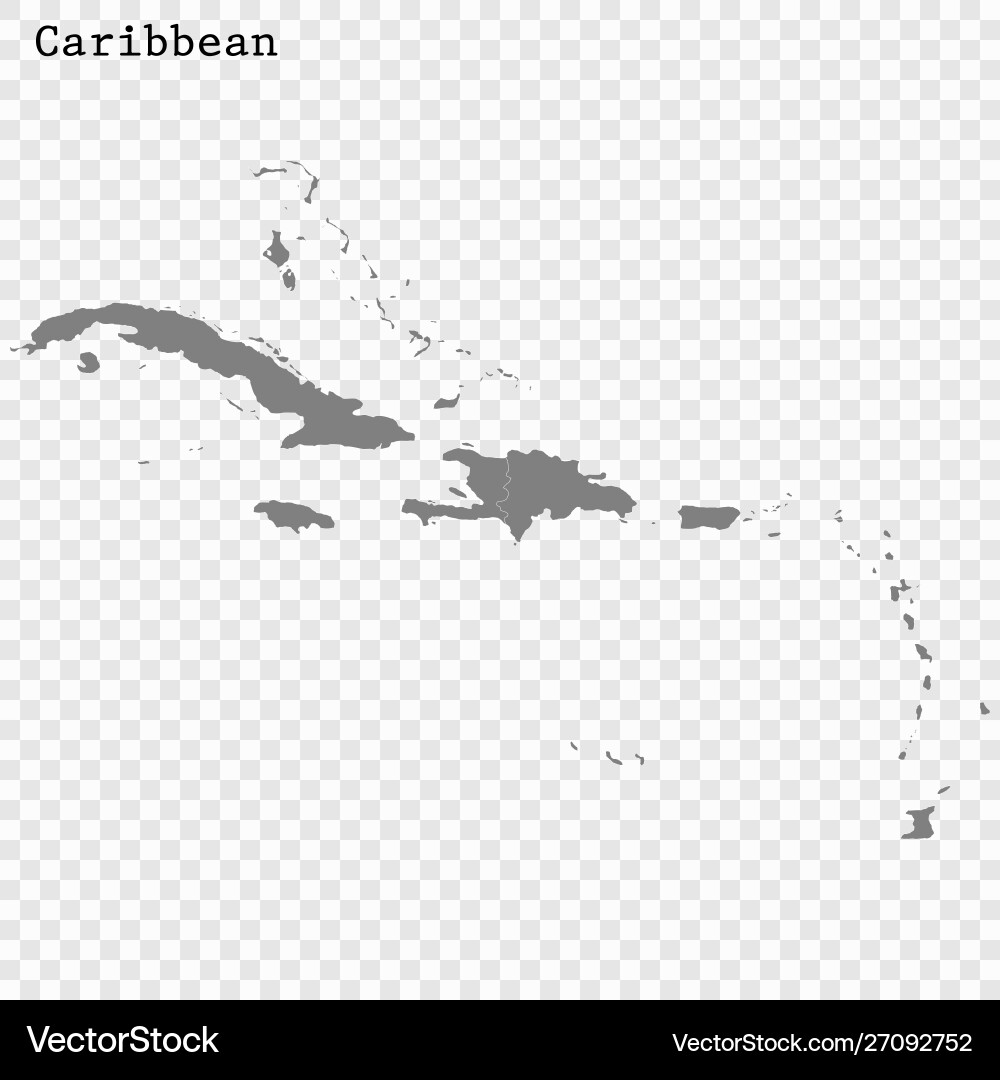 Caribbean Map - Country Borders Royalty Free Vector Image