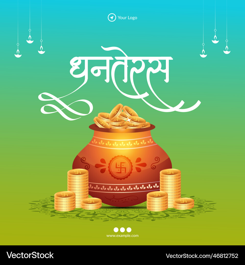 Celebrating happy dhanteras banner design Vector Image