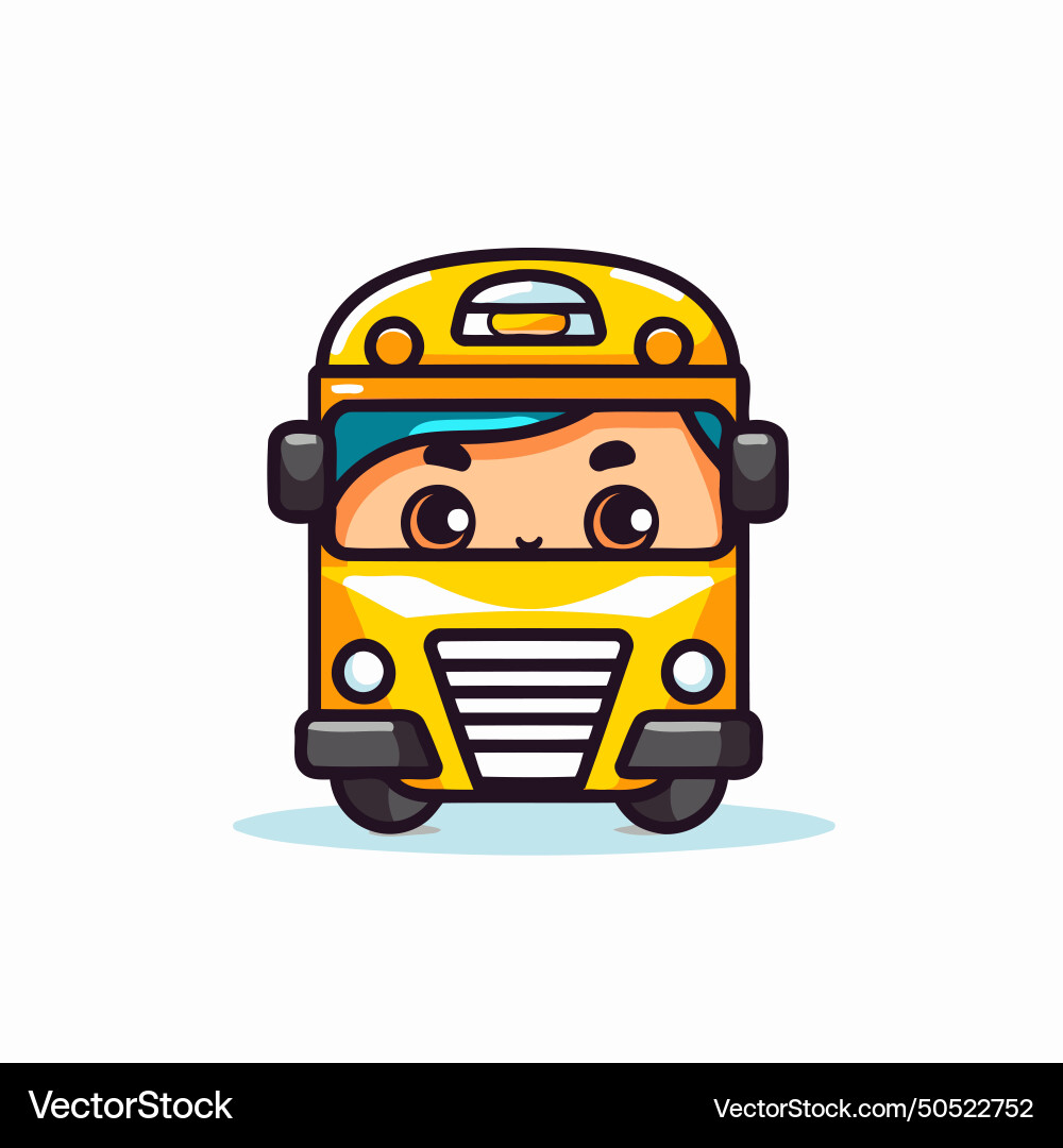 Cute school bus character in a flat style Vector Image