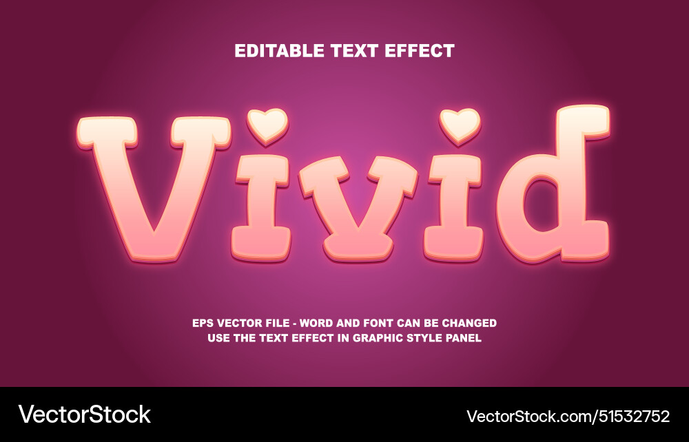 Editable text effect vivid 3d template Royalty Free Vector