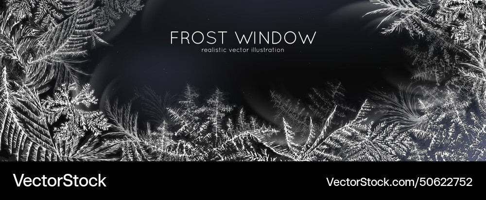 Frost window horizontal poster Royalty Free Vector Image